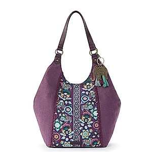 Sakroots Roma Shopper in Crochet & Coated Canvas, Dual Shoulder Straps, Violet Tapestry World
