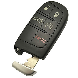 Smart Key Fob Case Shell Fit for Dodge Charger Challenger Dart Durango Journey Chrysler 300 Jeep Grand Cherokee 5 Buttons Replacement Keyless Entry Remote Key Fob Cover Housing (Black)