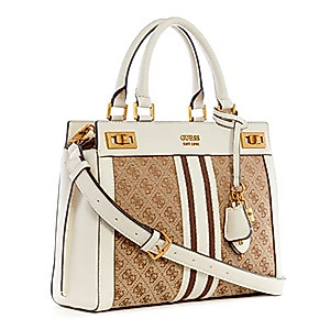 GUESS Katey Luxury Satchel, Latte Logo/Stone