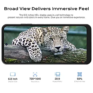 HOTWAV Note 12 Smartphone Android 13 2023, 8GB+128GB (1TB TF) 48MP 6.8" HD+Cellphone,6180 mAh Battery 20W Fast Charging, Octa-Core 4G LTE Dual SIM Face ID/Fingerprint/GPS/NFC(Black)