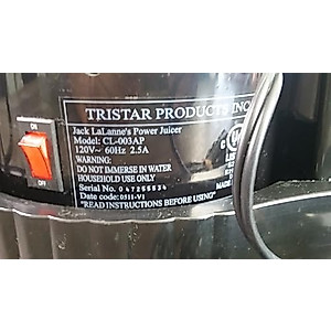 JACK LALANNE CL003AP 600 RPM Motor Power Juicer, Black