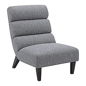 Amazon Brand – Rivet Modern Channel Tufted Armless Accent Chair, 28.3"W,Wood, Grey