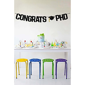 Congrats PHD Banner Black Gold Glitter, PHD Graduation Banner, Congrats Doctor Banner, Senior Class of 2022 Banner, You Phdid It Banner, Congrats PHD Graduation Party Decorations