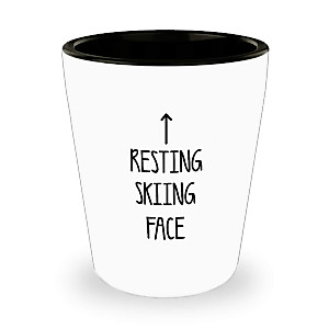 For Ski Lovers Resting Skiing Drinking Face Funny Witty Gag Ideas Drinking Shot Glass Shooter Birthday Stocking Stuffer