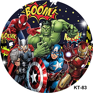 Generic MARVEL Spiderman Iron Man Hulk Banner Round Backgrounds Cloth Party Circle Backdrop for Kids Birthday Party Decoration Covers MARVEL/Spray Painted/Sichuan/Polyester & Thin vinyl/photo backgrou