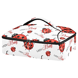NFMILI Casserole Carrier for Hot and Cold Watercolor Ladybugs Print, Insulated Food Delivery Bag Reusable Warmer Carrier Bag with Inner Pocket Aesthetic Print 15.75×11.81×3.94 inch