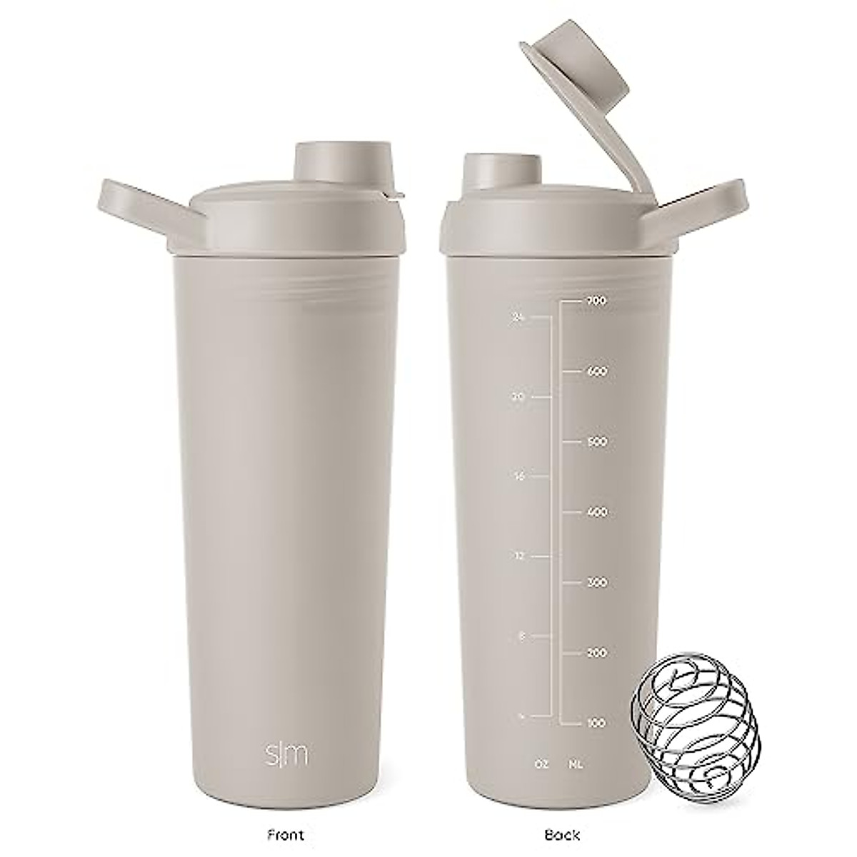 Simple Modern Plastic Protein Shaker Bottle with Ball 24oz | Shaker Cup for Protein Mixes, Shakes and Pre Workout | Rally Collection | Almond Birch