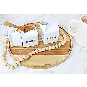 Darware Sugar and Creamer Set, Milk Carton Shaped White Ceramic Cream Jug and Sugar Bowl