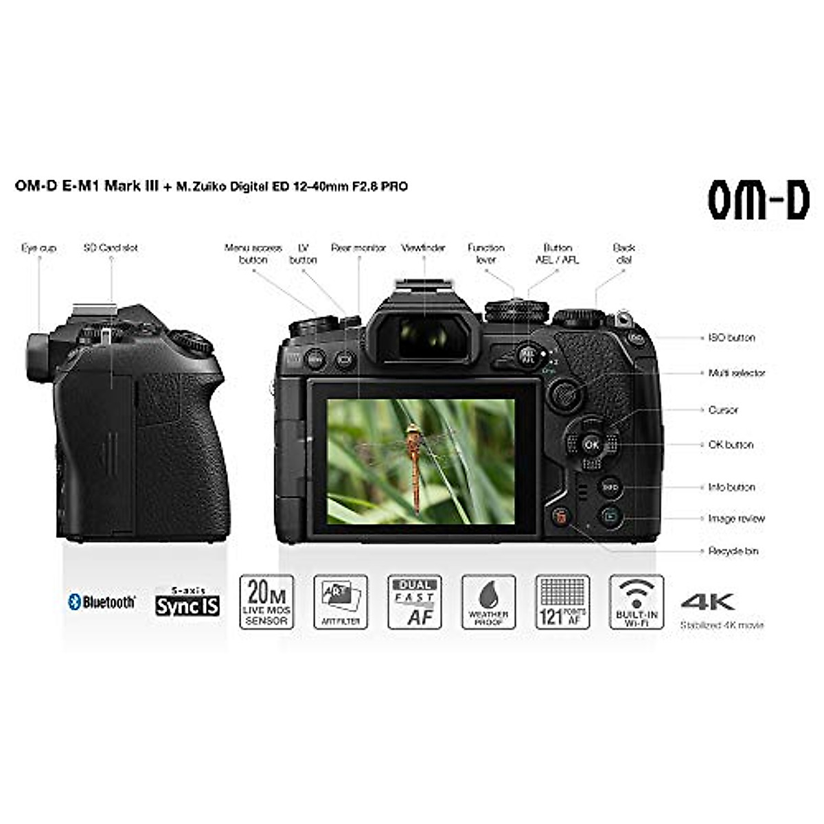 Olympus OM-D E-M1 Mark III Black Body with M.Zuiko Digital ED 12-40mm F2.8 PRO Lens (International Model)