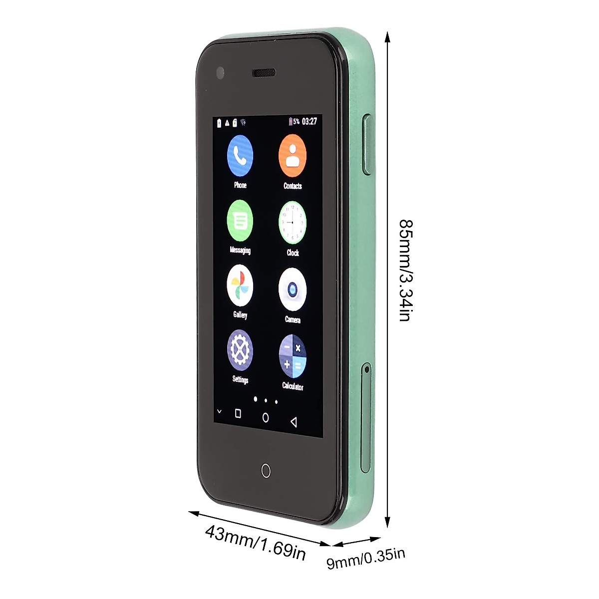 D18 Mini Phone, 2MP Rear 0.3MP Front 1GB RAM 8GB ROM 2.5 Inch High Definition Screen 3G Mini Smartphone One Piece for Work (Green)