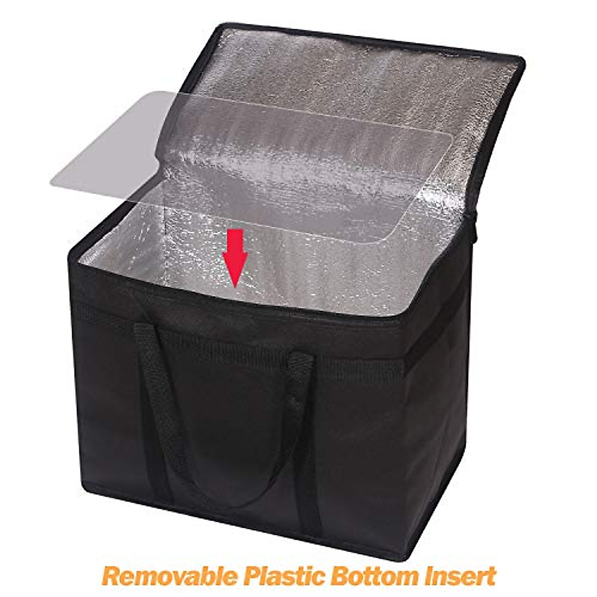 XL Insulated Reusable Grocery Bags with Sturdy Zipper Reinforced Bottom & Handles, Foldable Washable Heavy Duty Cooler Totes for Hot or Cold Food Delivery, Groceries, Travel, Shopping