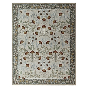 Old Hand Made Floral Bleige Tulips Traditional Style Oriental Woolen Area Rugs (8'x10')