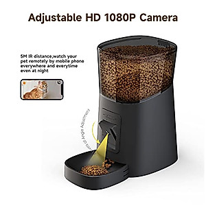 Onliciple Smart Pet Feeder with Camera, 6L WiFi Automatic Cat Feeder Food Dispenser with Camera & Timer, 1080P HD Video with Night Vision, 2-Way Audio, Low Food Alarm, Up to 12 Meals Per Day