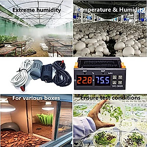 VIGELA STC-3028 AC110~230V All-Purpose Temperature and Humidity Controller with Dual Displays and Dual Relay Outputs(Shipping with 2 Sensors)