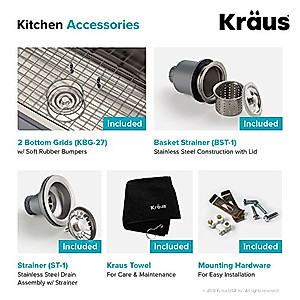 Kraus KBU27 35 inch Undermount 60/40 Double Bowl 16 gauge Stainless Steel Kitchen Sink