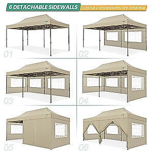 COBIZI Heavy Duty 10x20 Pop up Canopy Tent with 6 Sidewalls, Commercial Instant Canopies Tents for Parties Waterproof Gazebos with Roller Bag, All Season Wind & Waterproof UPF50+,Thickened Frame