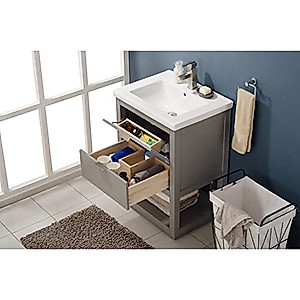Design Element Klein 24" Single Sink Bathroom Vanity in Gray-Made with Solid Hardwood and Ceramic Undermount Sink