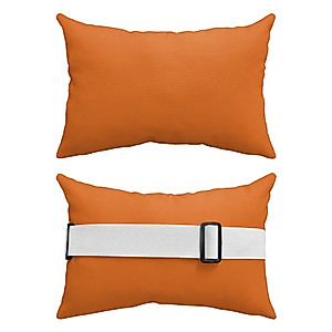 Pure Orange Outdoor Beach Pool Chaise Lounge Chair Head Throw Pillow Covers,with Insert and Elastic Stripe,Bed Body Lumbar Cushion Pillow Cases,Minimalist Classic Solid Creative Nautical Color 2 Packs