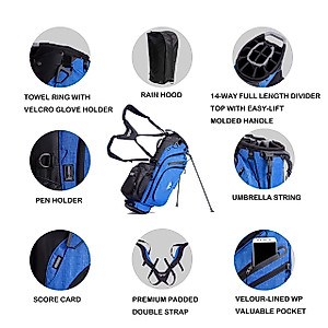 EG EAGOLE Light Golf Stand Bag 14 Way Full Length Blue