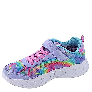 Skechers Kids Girls Infinite Heart Lights Sneaker, Lavender/Multi, 12 Little Kid