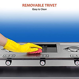 Camplux Propane Camping Stove 2 Burners & 1 Grill, Portable Outdoor Gas Stove, Auto-Ignition Camping Stove with Regulator, Total Power at 15,000 BTU