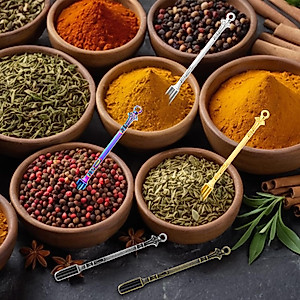 Gjinxi 10Pcs Mini Spoon Metal, Mini Dry Herbs Powder Scoop Metal Medicine Spoon Shovel Small Spoons for Spice Jars Salt, Mini Shovel Tableware Charms Pendants Alloy Spoon Pendant for Home Supplies