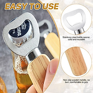 Worldity 20Pcs Wooden Bottle Opener, Stainless Steel Wood Handheld Beer Opener, Funny Bartender Bottle Opener for Groomsmen Gifts, Perfect for Home Kitchen Wedding Party Bar Restaurant