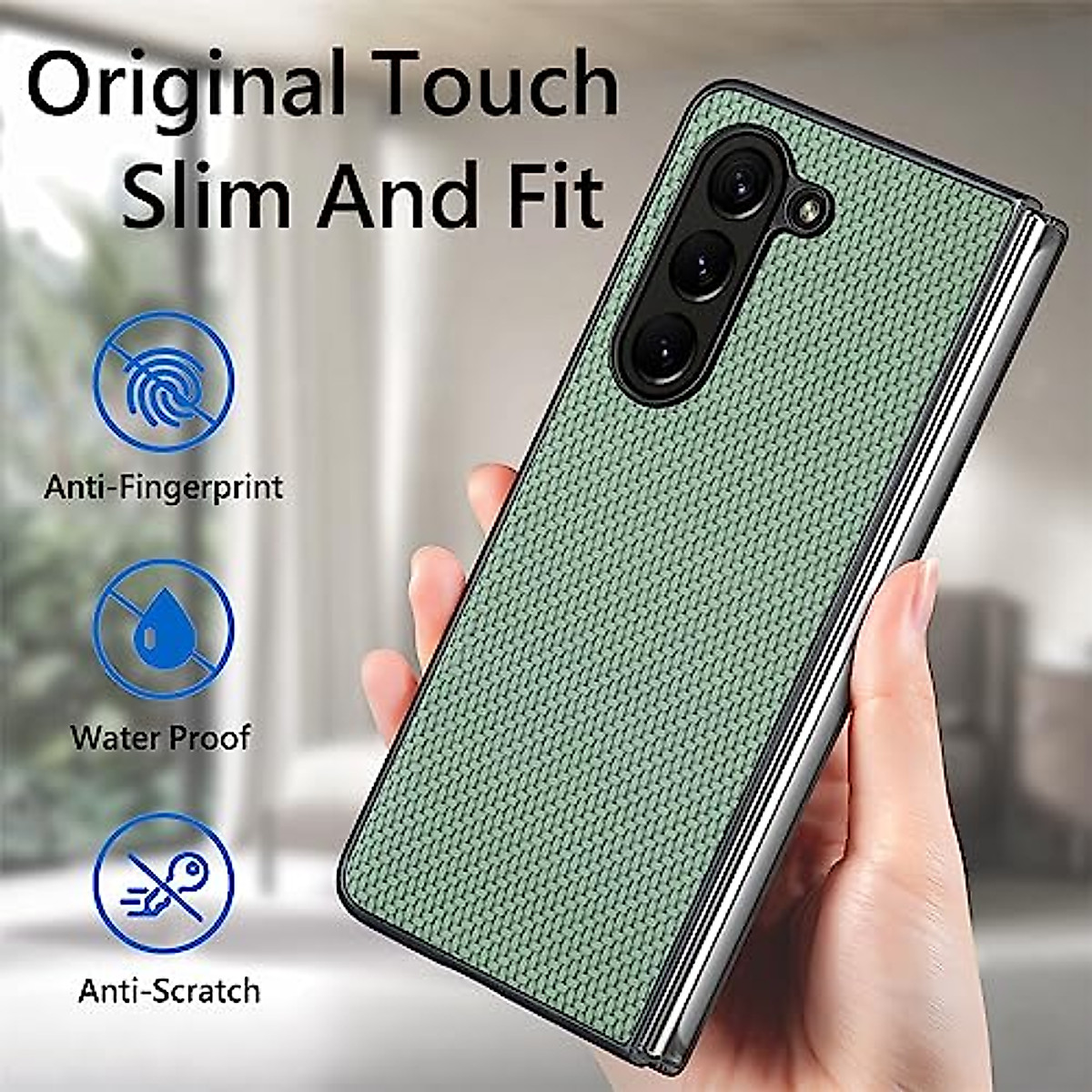 Phone Flip Case Carbon Fiber Cover Compatible with Samsung Galaxy Z Fold 5 Case PU Leather + Hard PC Shell Ultra Thin Slim Durable Protective Case Slim Case Compatible with Galaxy Z Fold 5 phone prote