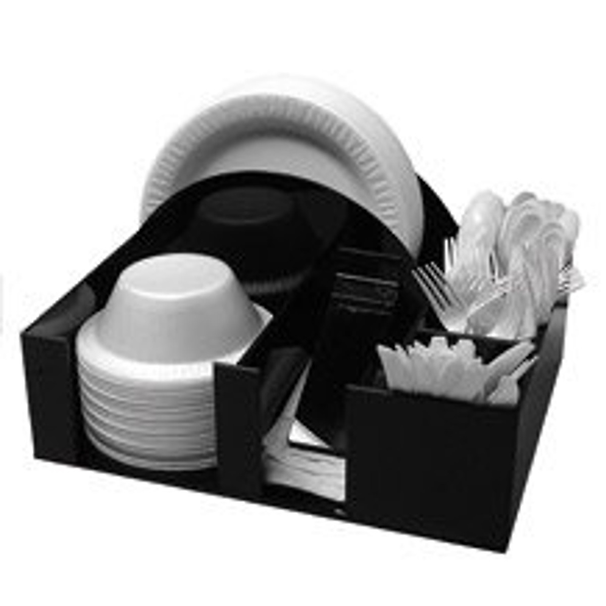 Paper Plate and bowl Barbecue Holder Napkin Dispenser Knife Fork Spoon Organizer, BBQ or Picnic Caddy (3014)
