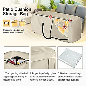 Porch Shield Outdoor Cushion Storage Bag 62 inch Waterproof Outside Storage Bags for Patio Furniture with Zippers and Handles