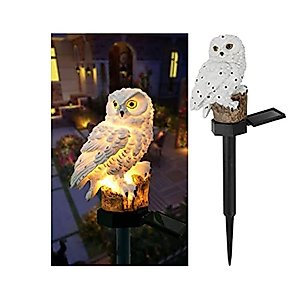 LED Garden Lights - Solar Night Lights Owl Shape Solar-Powered Lawn Lamp - Waterproof, Energy Saving (Warm White)