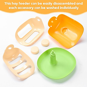 VCZONE Anti-Waste Large Capacity Hay Feeder for Guinea Pig, Rabbit, Chinchilla - 2 in 1, Orange