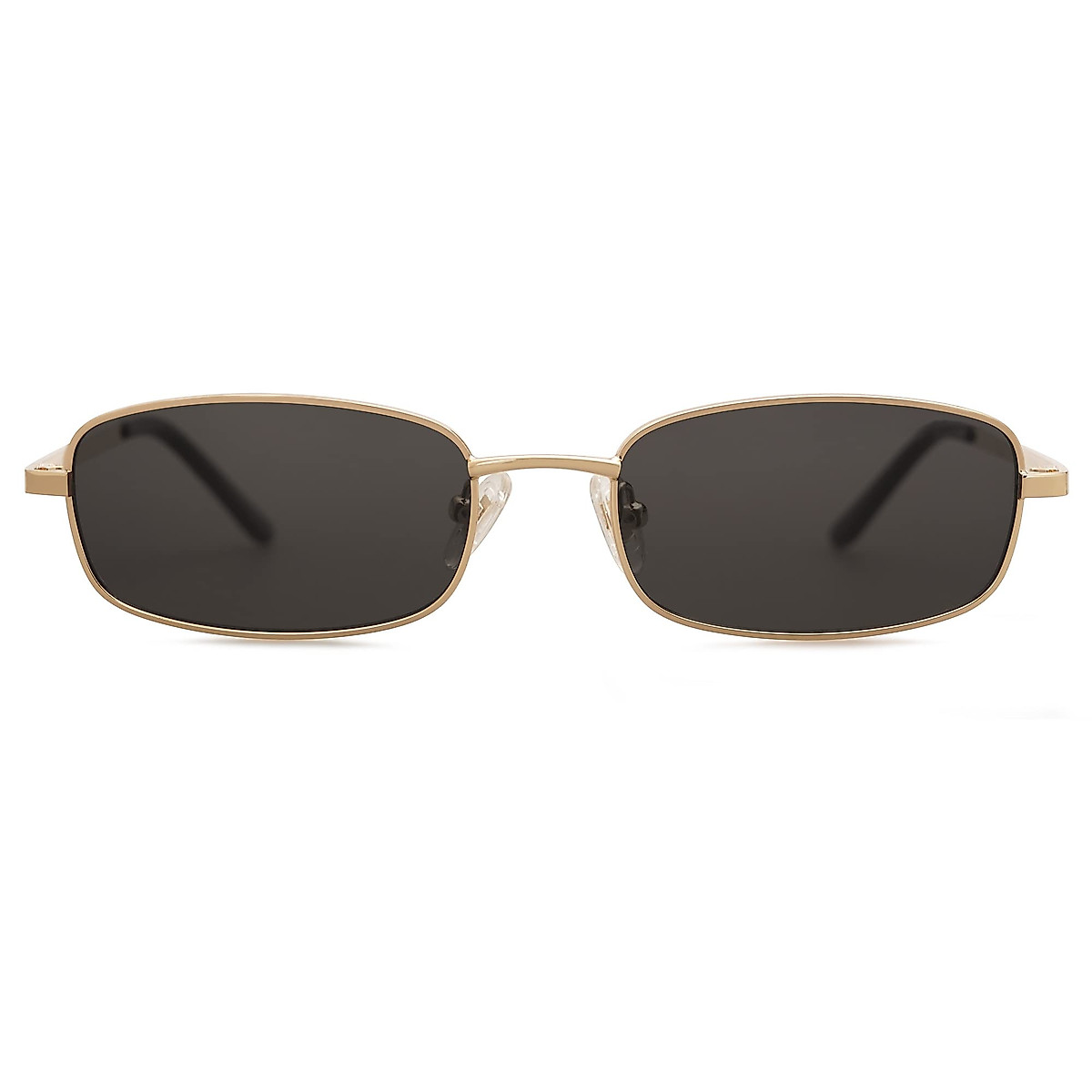 SOJOS Small Y2k Narrow Rectangle Sunglasses Womens Mens Retro 80s 90s UV400 Sunnies SJ1187, Gold/Grey