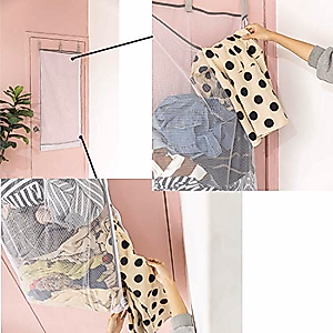ALYER Ultra Large Door Hanging Mesh Laundry Hamper Basket,Collapsible Stuffed Animal Storage Bag Organizer (Gray)