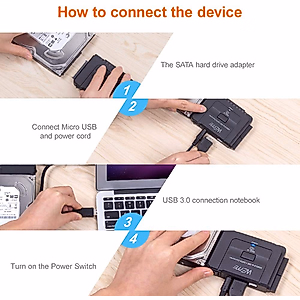 WEme USB 3.0 to SATA/IDE Adapter with Universal 2.5/3.5 Hard Drive Disk Converter for HDD/SSD & IDE HDD Support 6TB and One-Touch Backup Include 12V 2A Power Adapter + USB 3.0 Cable for Laptop