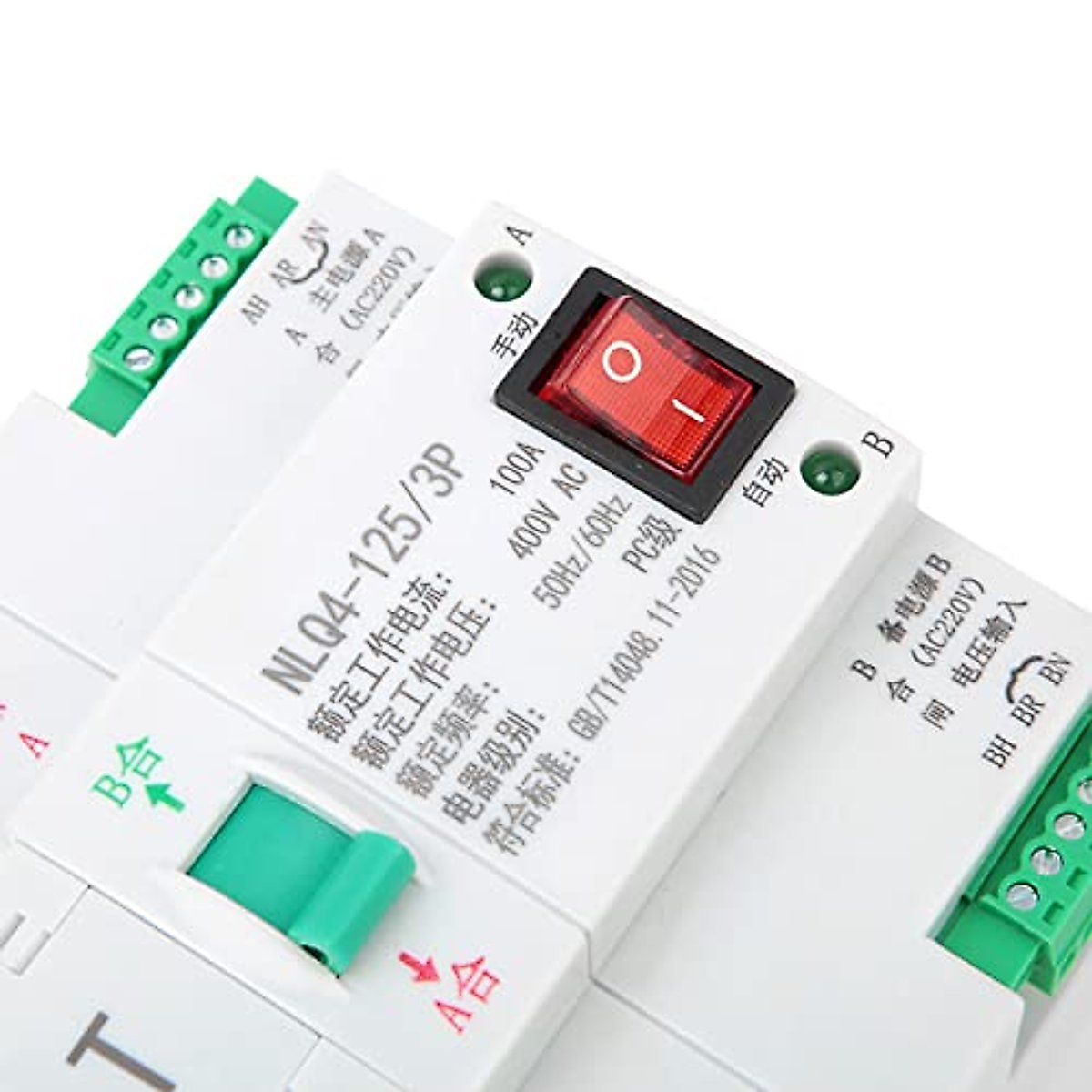 Automatic Transfer Toggle Switch AC 400V 3P Dual Power 63/80/100A Flame Retardant High Reliability High Sensitive Response for Power Supply(100A)
