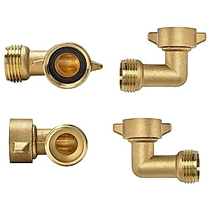 SICILAMIU 2Pcs 90 Degree Garden Hose Elbow, 3/4" Solid Brass Water Hose Connectors and Fittings Heavy Duty Hose Pipe Adapter with Pressure Washers for RV Water Hookups Residential Outdoor Faucets