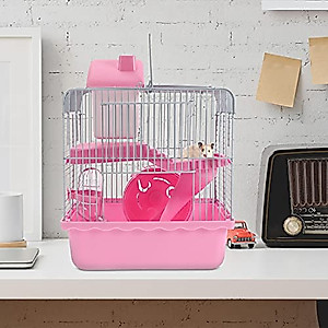 Balacoo Dwarf Hamster Cages Wheel, Animal Cages Dish- Hedgehog Critter Freely Ramps Gerbil Food Castle Double Cage- Luxury Connecting Transparent Mice Nest Large Centre Ladder Chinchilla