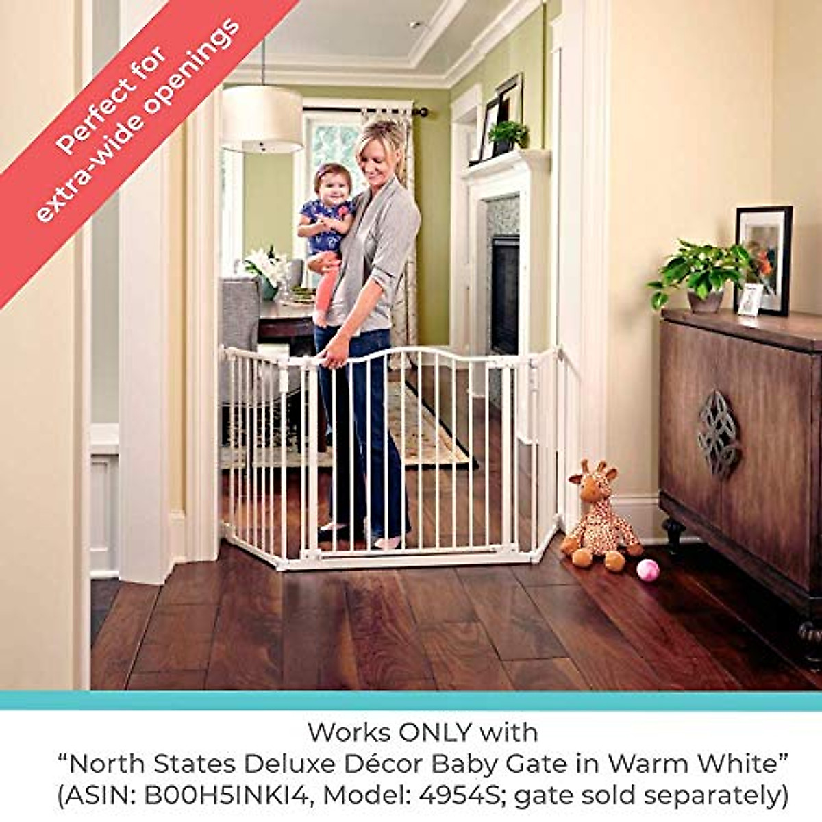 Toddleroo by North States 6 Bar Extension for Deluxe Décor Gate: Adjust your gate to fit your space. Add up to six extensions. No tools required. (Adds 15" width, Warm White)