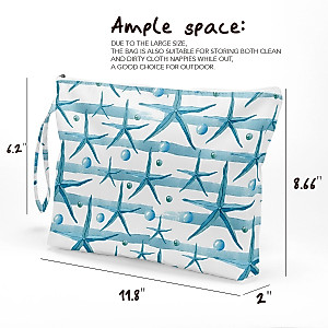 Makeup Bag, Wet Dry Bag, Toiletry Bag, Diaper Bag Waterproof Large Capacity Travel Cosmetic Bag, Zipper Pouch for Women, Girls, Mom, Sister, Friends, Wet Bag Ocean Sea Shells Beach Starfish Decor.07