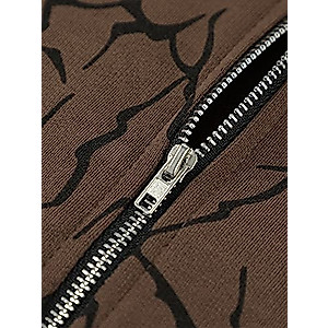 Print Zip Up Hoodie Women Men Vintage Graphic Aesthetic Sweatshirt Y2k Couple Jacket Harajuku Goth Streetwear (Coffee Angel , Large )