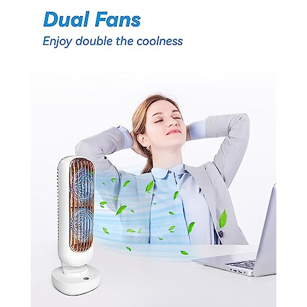 Tower Fan For Bedroom Living Room Home Office Table Battery Operated Rechargeable Small Desk Fans