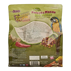 F.M. Brown's Tropical Carnival, Natural Parrot, Cockatoo, and Macaw Food for Big Beaks with Fruits, Veggies, Nuts, and Grains, Vitamin-Nutrient Fortified Daily Diet, 4 lb