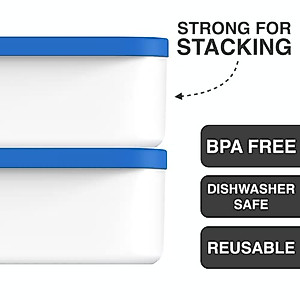 BALCI - Ice Cream Container - 2 Quart - Perfect Reusable Freezer Storage for Homemade Ice Cream Tubs for Sorbet, Frozen Yogurt and Gelato! - Flexible Silicone Lids, Long Scoop, Stackable - Blue