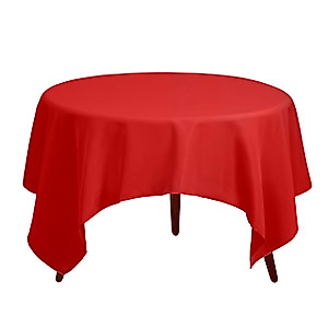 Gee Di Moda Square Tablecloth - 52 x 52 Inch Red Table Cloth for Small Square or Round Tables - Heavy Duty Washable Fabric - for Buffet Table, Holiday Party, Dinner, Wedding & Baby Shower