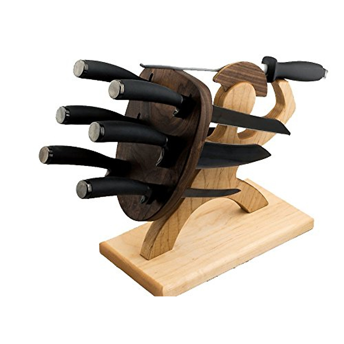 Spartan Knife Set - Chef's Edition - 8-piece, Handmade, Heavy Steel Professional Knife Set - American Maple & Walnut