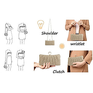 EROUGE Women Evening Clutch Purses Rhinestone Wedding Clutch Evening Handbag for Formal (Gold)