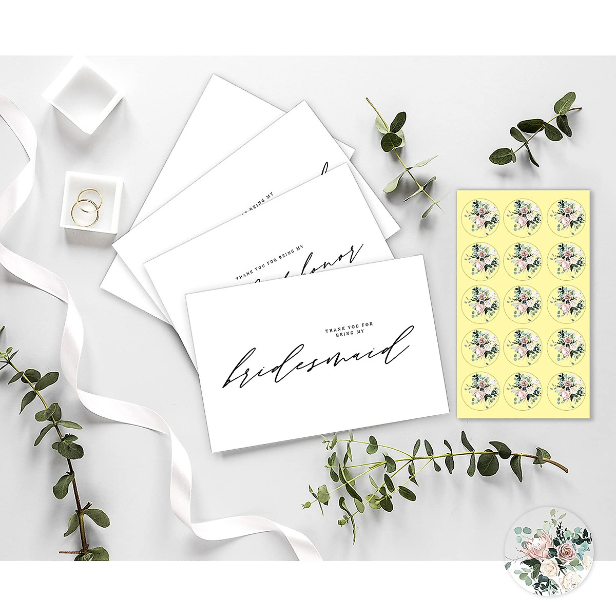 OJsensai (14 Pack) Thank You for Being My Bridesmaid Card Set, Bachelorette Party Card, Thankful Card for Bridesmaid, Wedding Ceremony Thank You Card With Matching Envelope