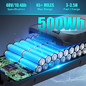 ANCHEER Electric Bike for Adults, 48V 500Wh EBike, UP to 60 Miles, Removable Battery, Fast-Charge, 26" Commuter Electric Bicycles, 7-Speed, LCD Digital Display, Suspension Fork, Cruise Control, UL2849