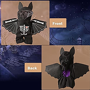 SEIS Dog Bat Costume with Wings Funny Halloween Pet Hoodie Winter Cat Apparel Skeleton Puppy Standing Clothes for Cats Small Medium Dogs French Bulldog Chihuahua (L (Neck Circumference 12.6"/32cm))